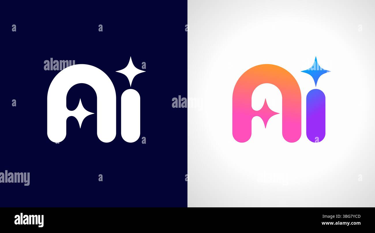 AI logo, Artificial Intelligence modern gradient icon. Colorful ...