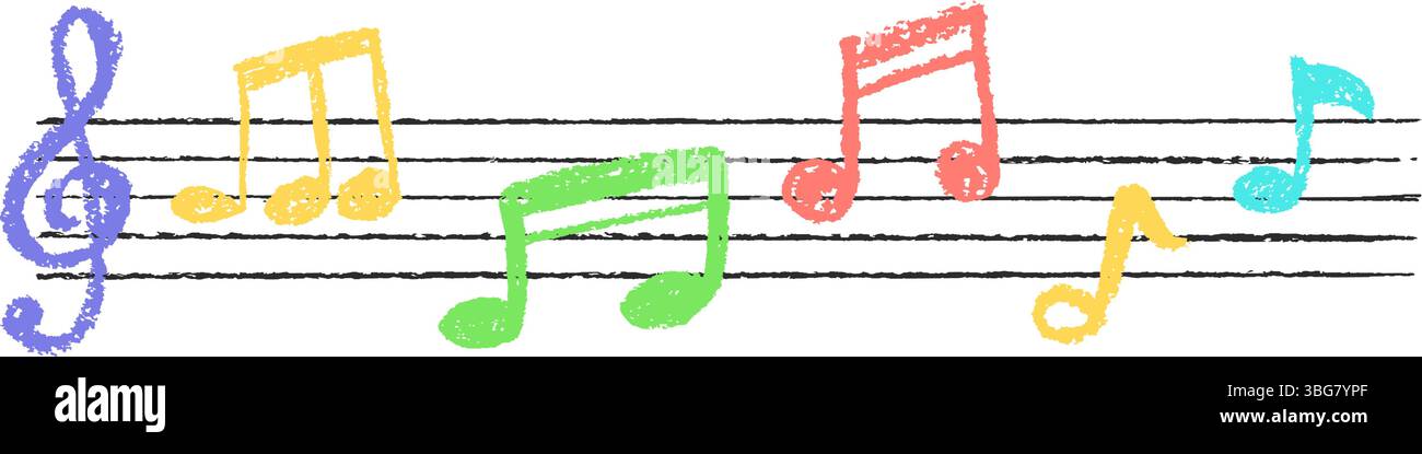 Vector of music notes in charcoal scribble texture. Handwritten pop ...