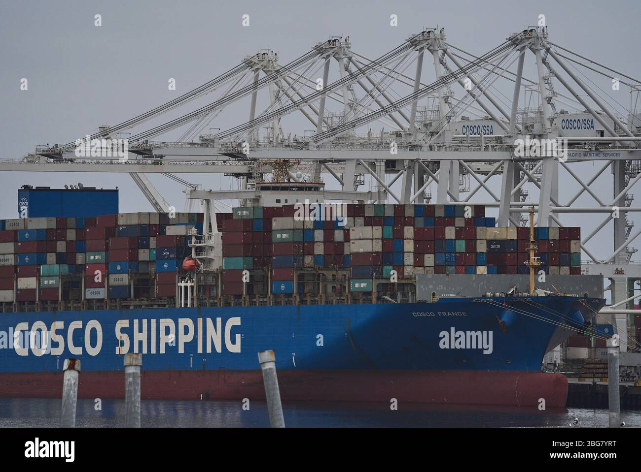 FILE -The "Cosco Shipping France" container ship is moored at the Long ...
