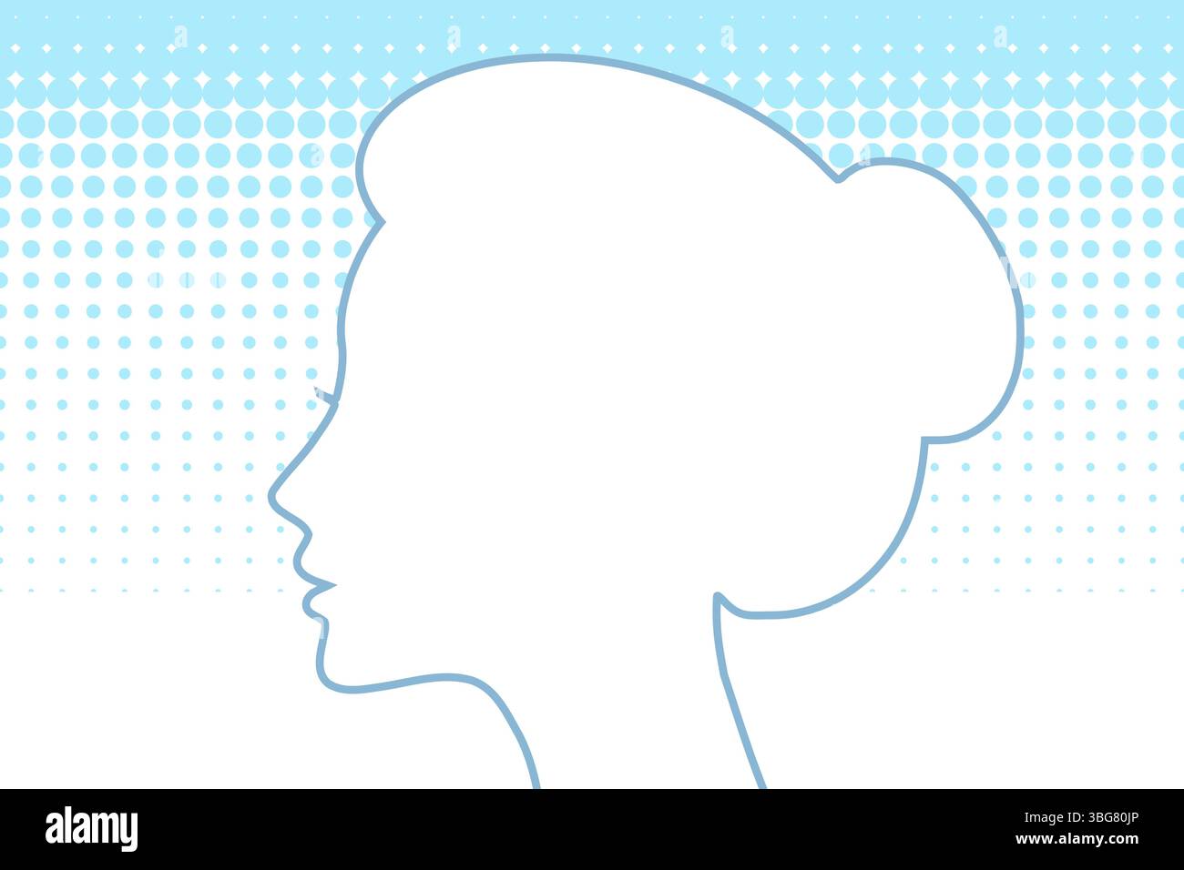 Woman silhouette profile view. Vector Caucasian woman head side view ...