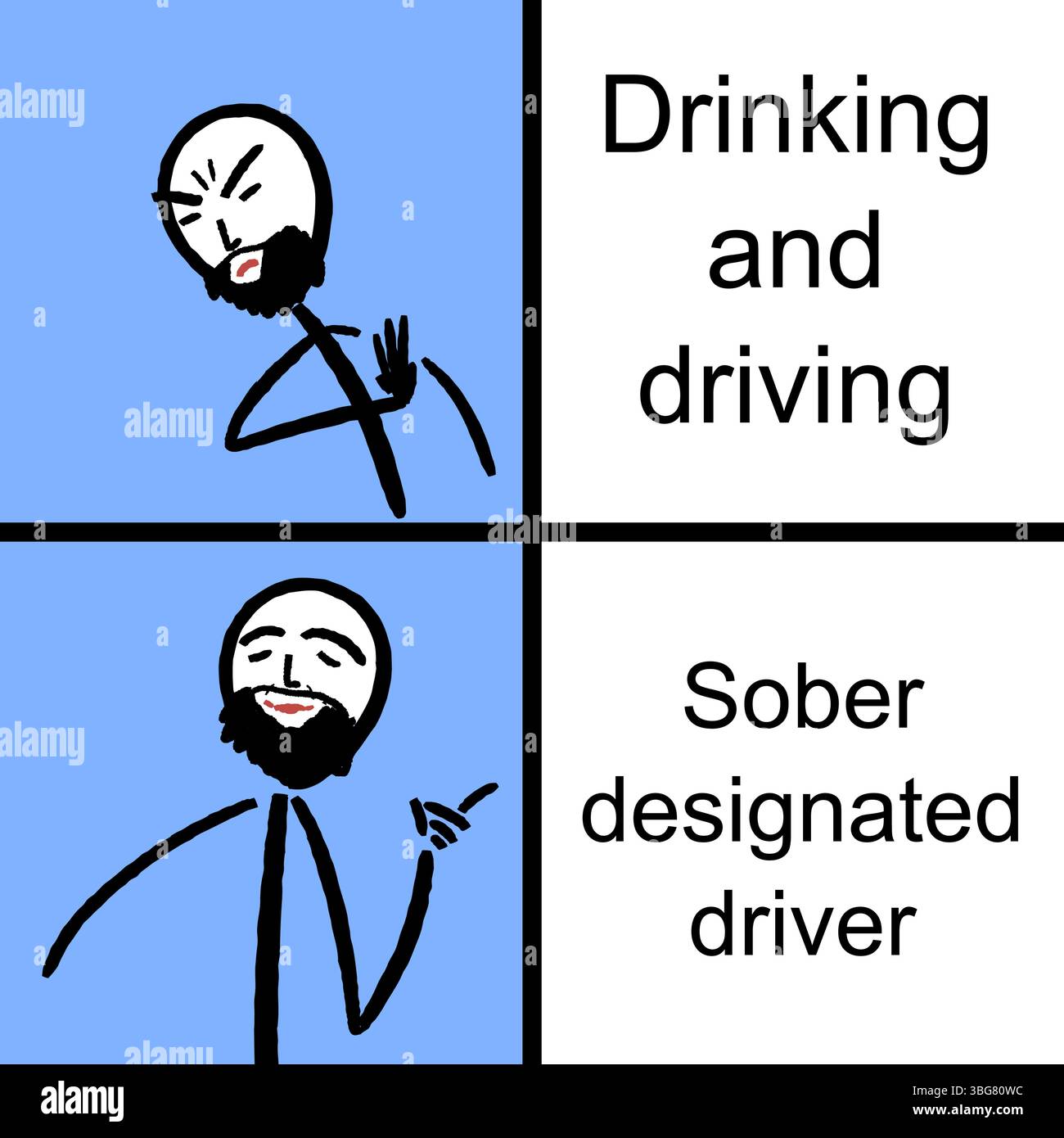 Drinking and driving vs sober designated driver. Funny meme for social ...