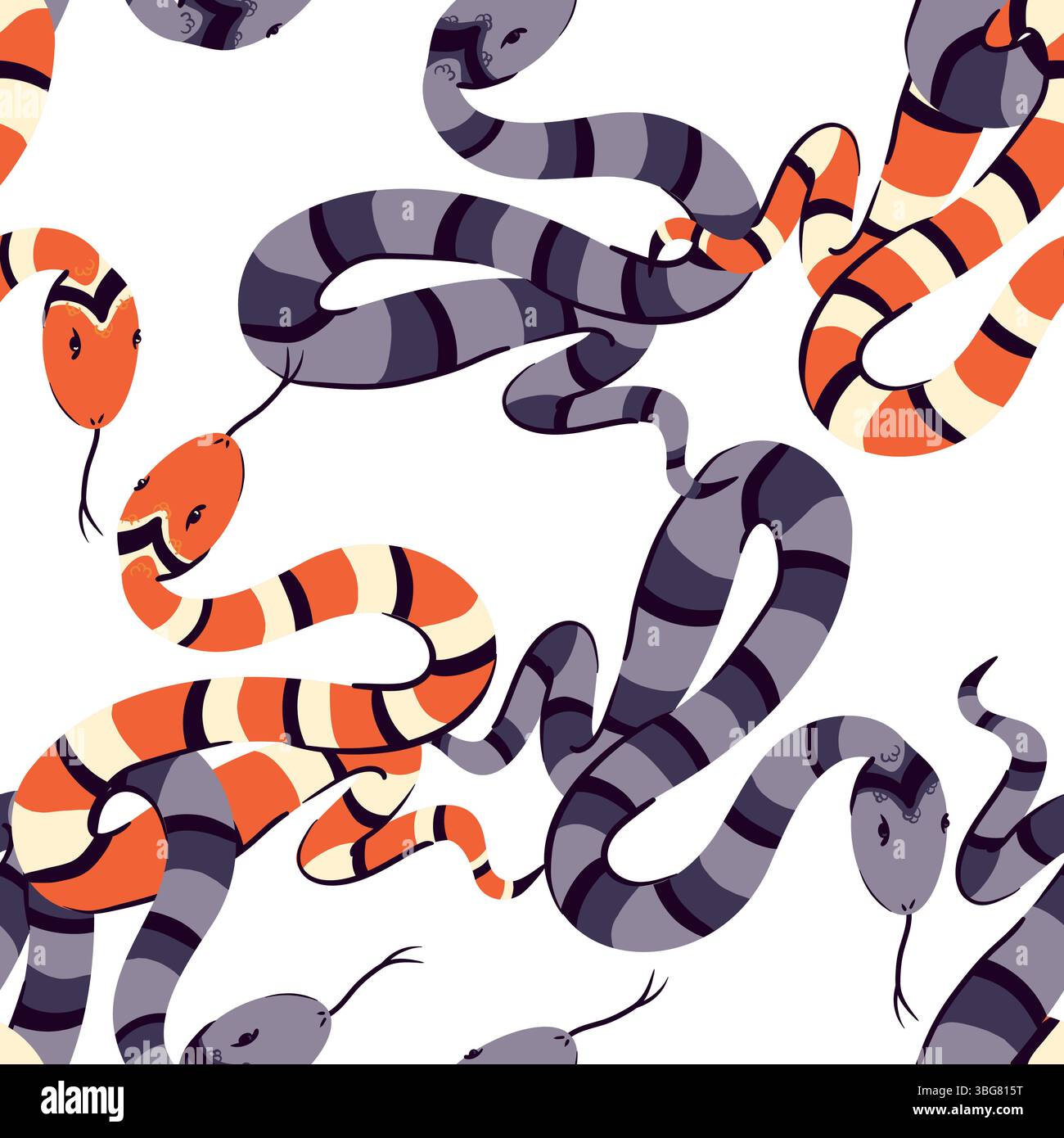 Vector background of snakes with intertwined tails. Seamless pattern ...