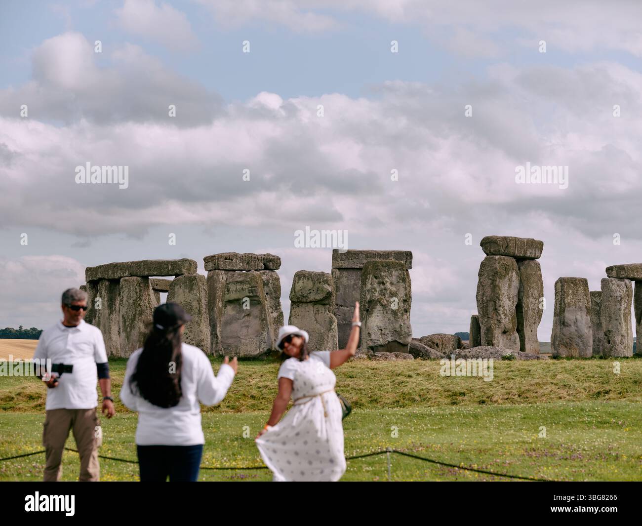 Tourists enjoying Stonehenge a prehistoric megalithic structure on ...