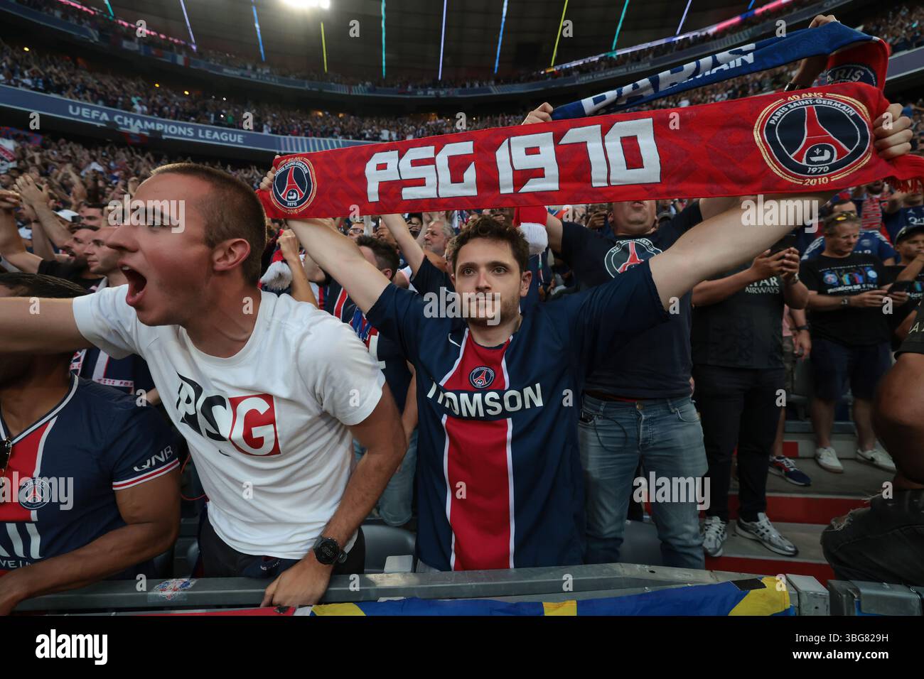 Munich, Germany. 31st May, 2025. PSG fans cheer on their team prior to ...