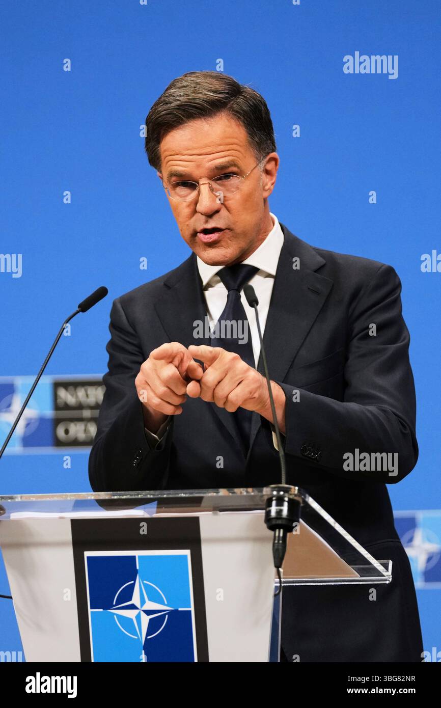 NATO Secretary General Mark Rutte speaks during a media conference ...