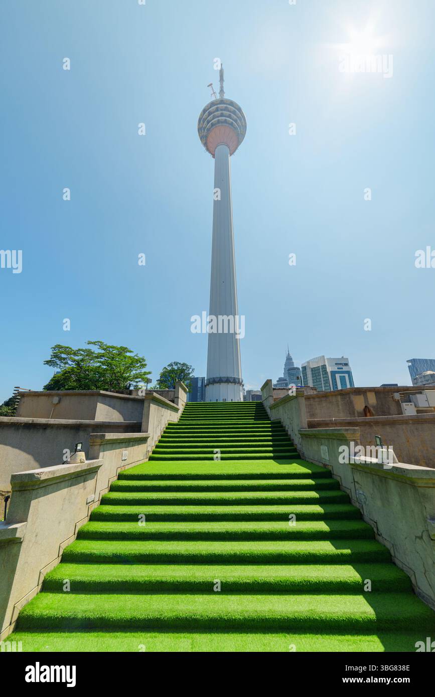 Bottom view of the Kuala Lumpur Tower in Malaysia Stock Photo - Alamy