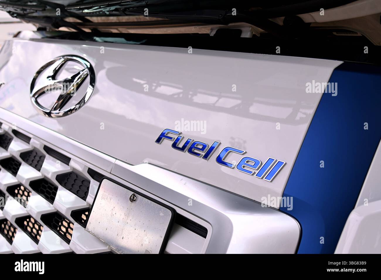 Messe Transport Logistik 2025. FUEL CELL Logo auf einem Hyundai ...