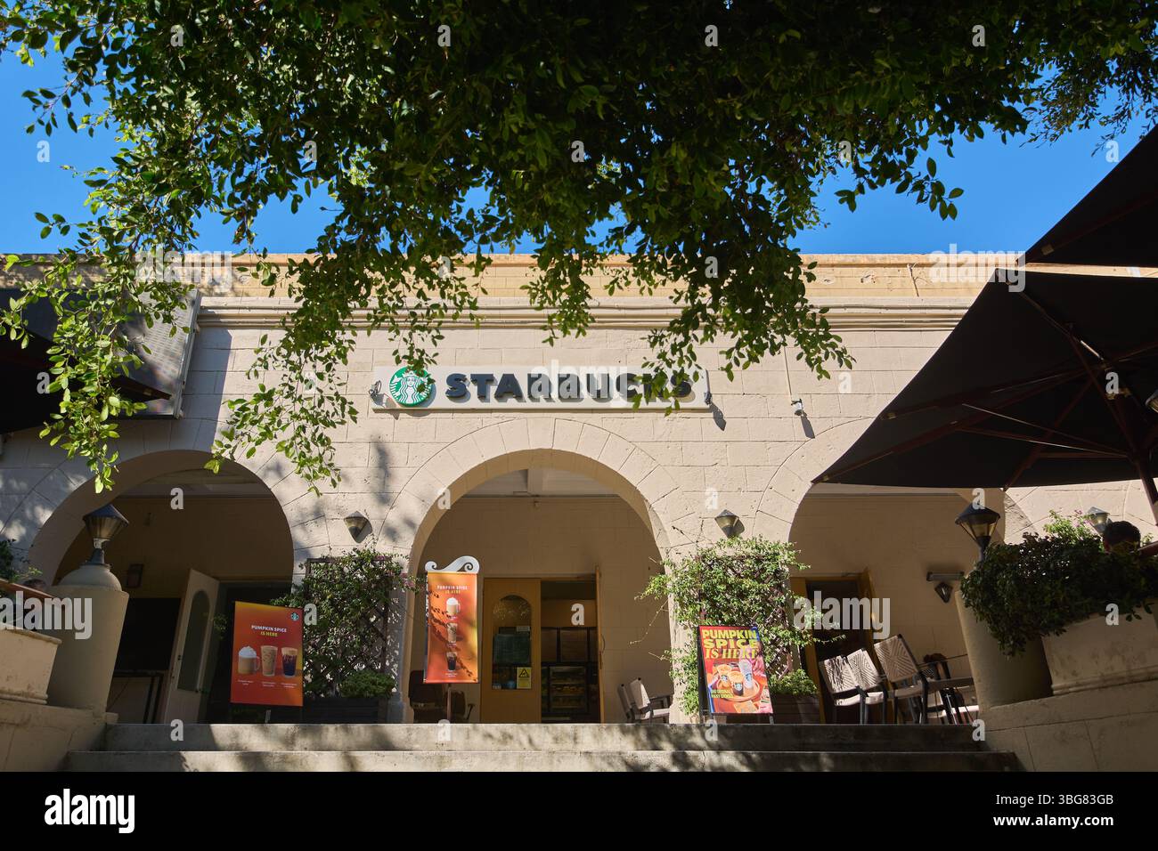 Rodas.Greece - june 04, 2025: Starbucks cafe Rhodes Greece Stock Photo ...