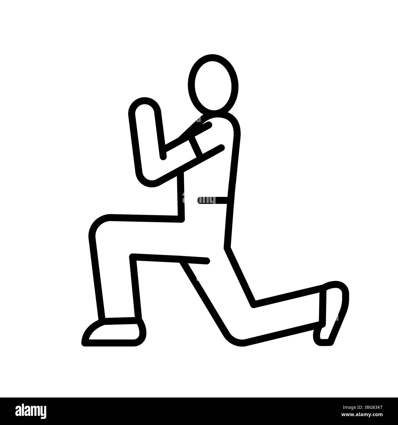 lunges exercise black line icon for digital and print projects. Minimal ...
