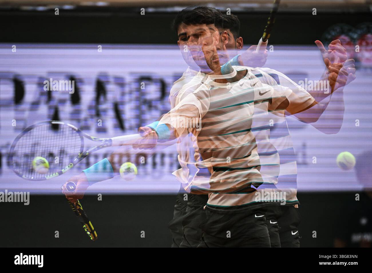 Carlos ALCARAZ of Spain during the tenth day of the Roland-Garros 2025 ...