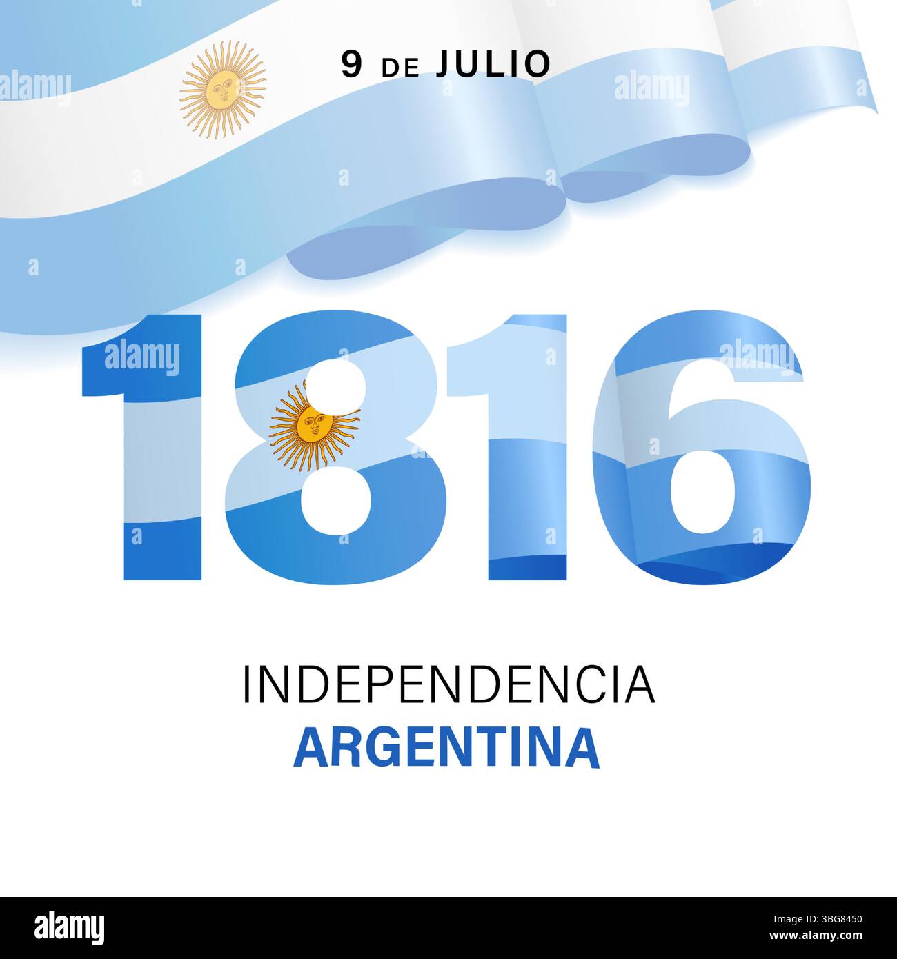 1816, Independencia Argentina with Argentine wavy flag. Translation ...