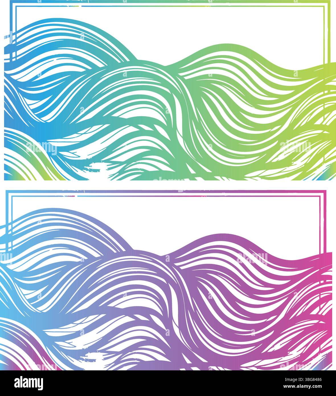 Gradient abstract wave lines in colorful decorative pattern with modern artistic flowing curves ...