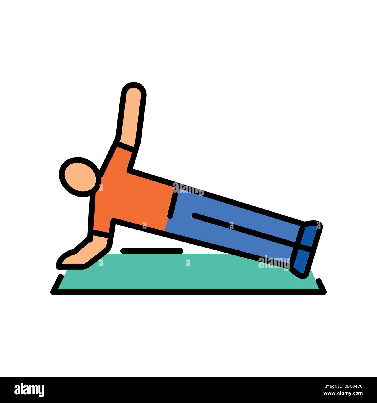 side plank exercise color flat icon for digital and print projects ...
