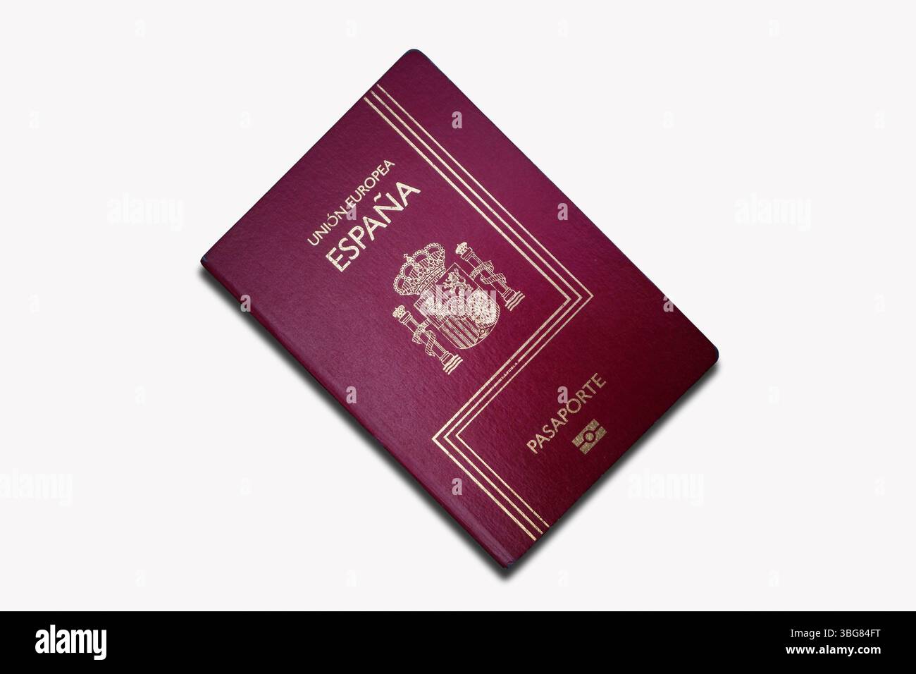 Close-up on a Spanish passport isolated on a white background Stock ...