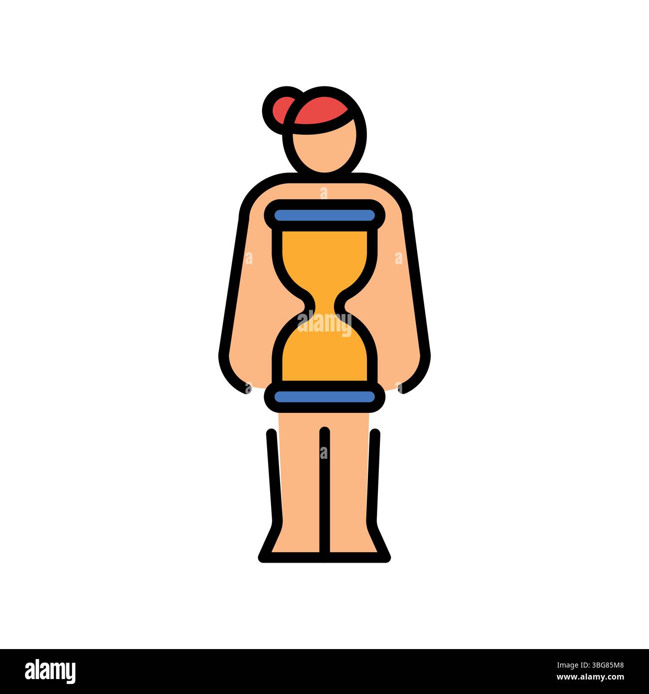 Hourglass female body type color flat icon for digital and print ...