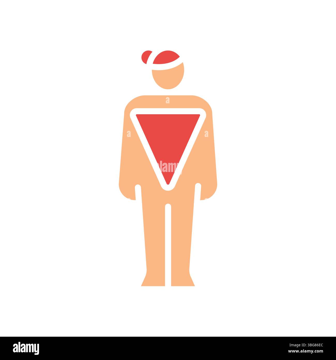 Inverted triangle female body type color flat icon for digital and ...