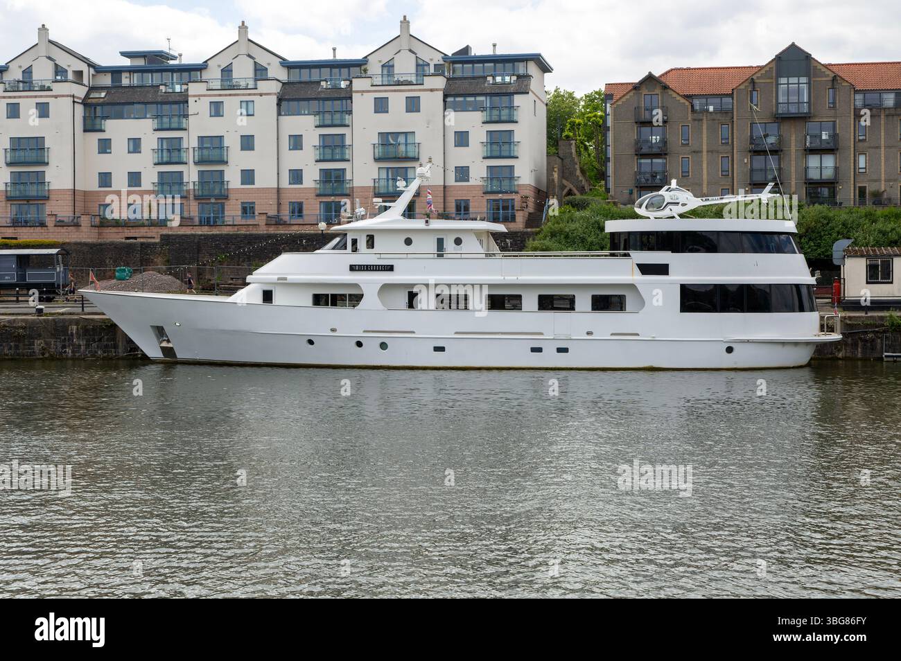 Miss Conduct luxury boat with small helicopter, Floating Harbour ...