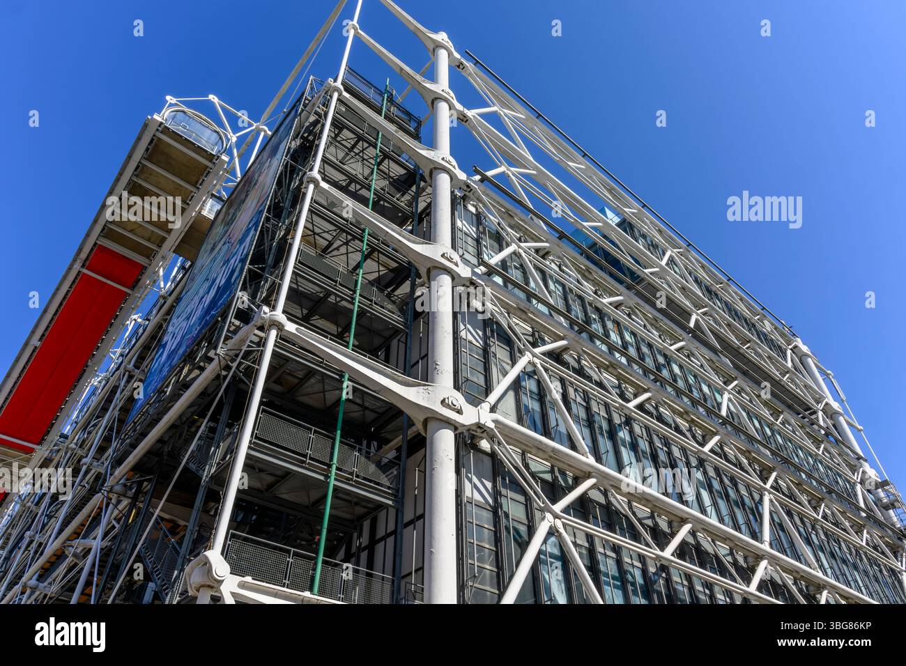 Pompidou Centre opening 1977. Built in High Tech style with the colour ...