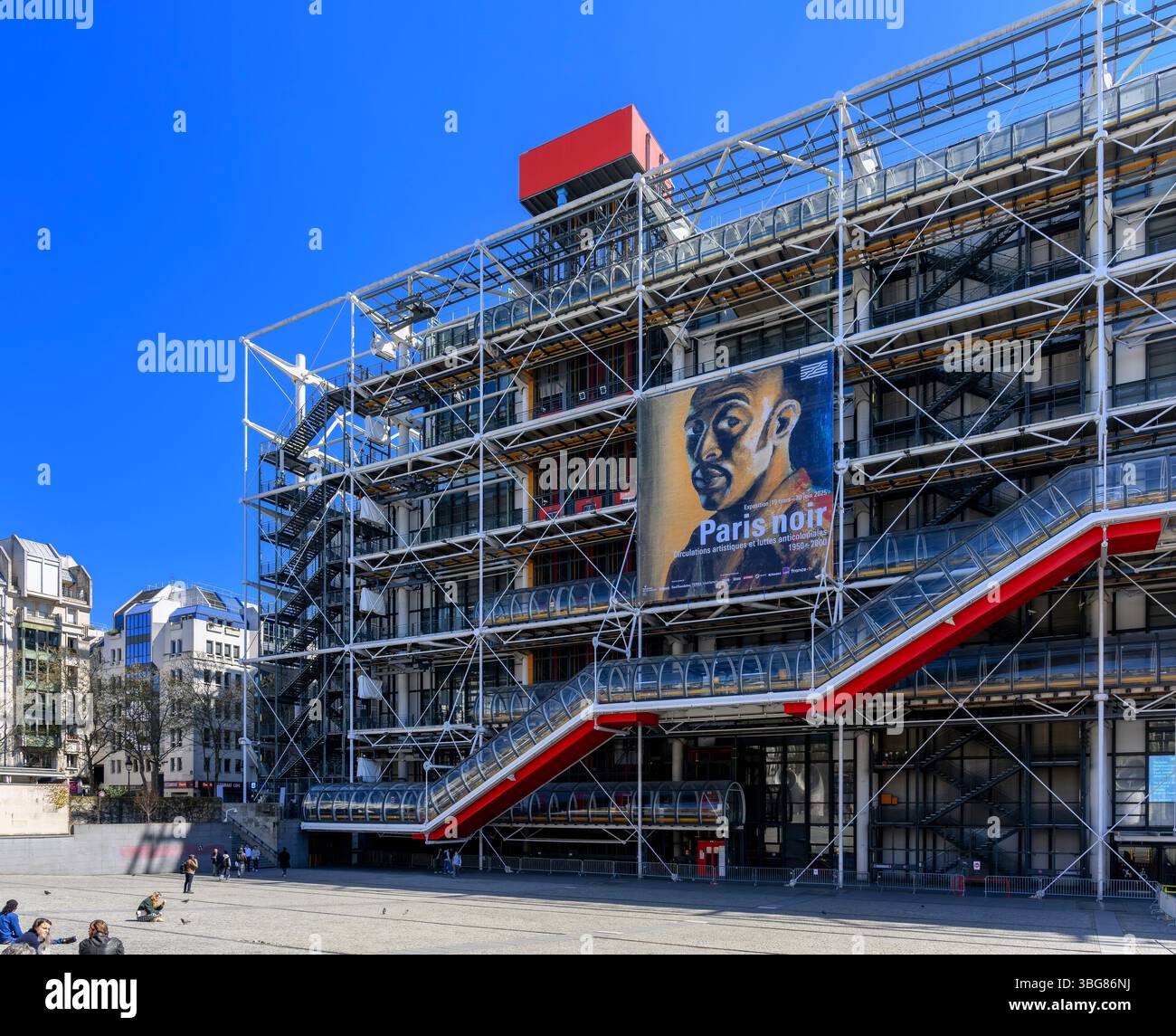 Pompidou Centre opening 1977. Built in High Tech style with the colour ...