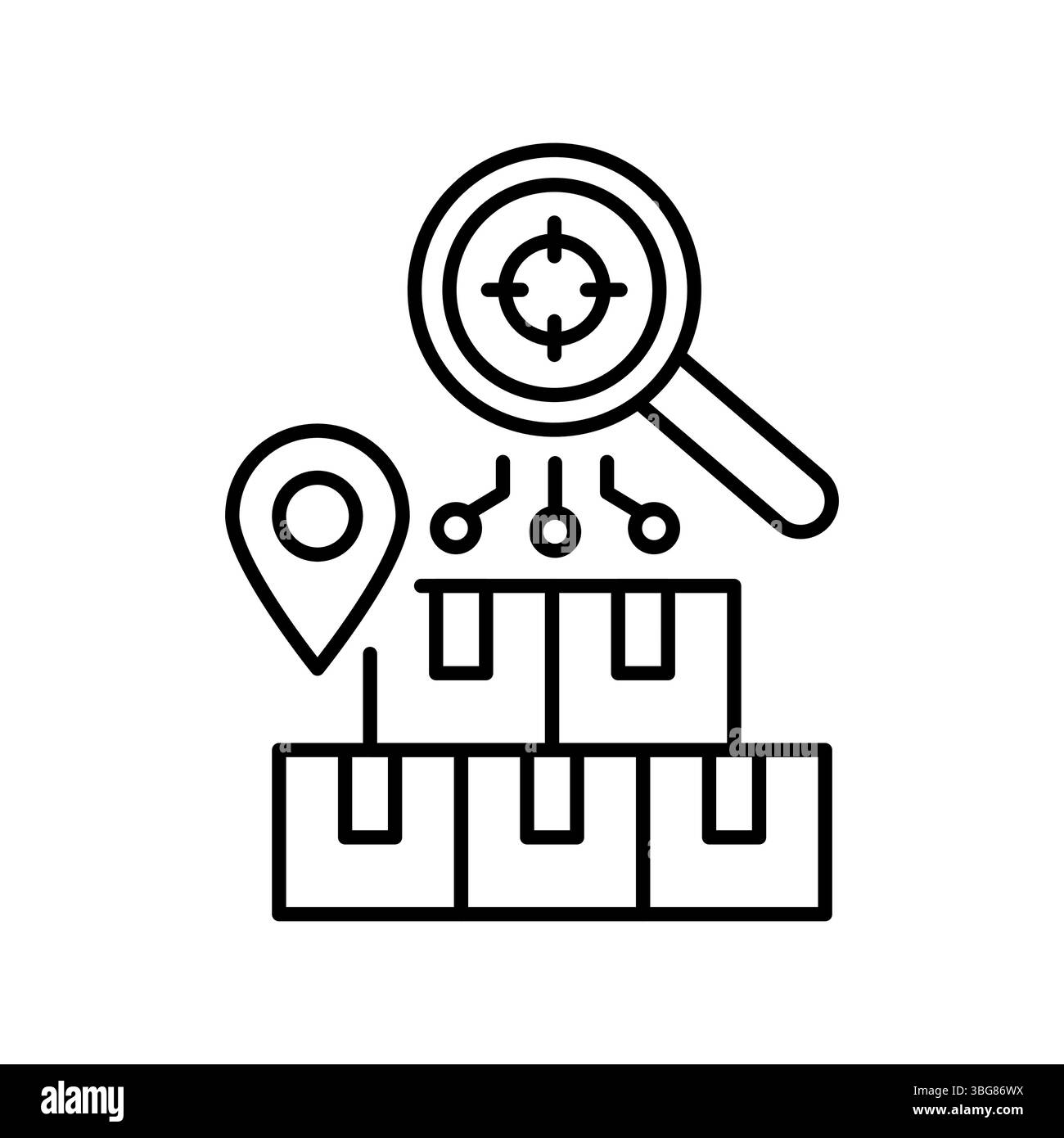 AI package tracking black line icon for digital and print projects ...