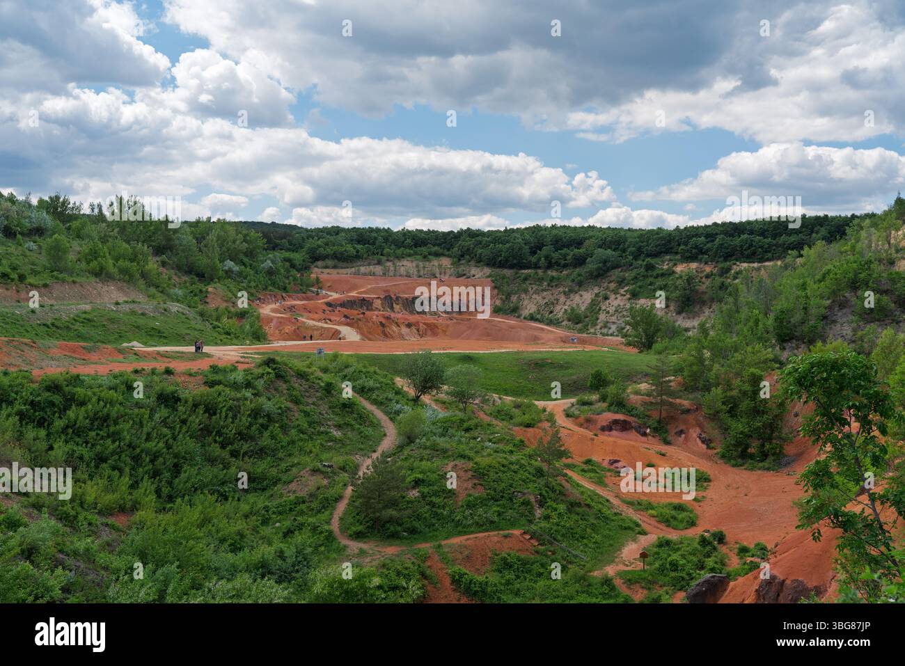 Gant, Hungary - view of the terraces of an old bauxite mine visitor ...