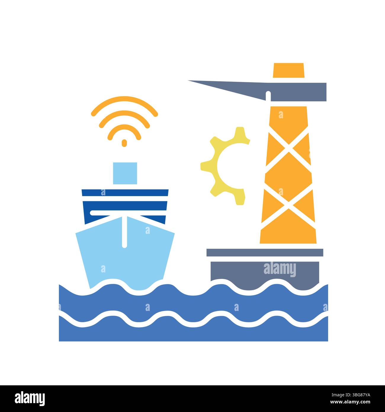 AI port management color flat icon for digital and print projects ...