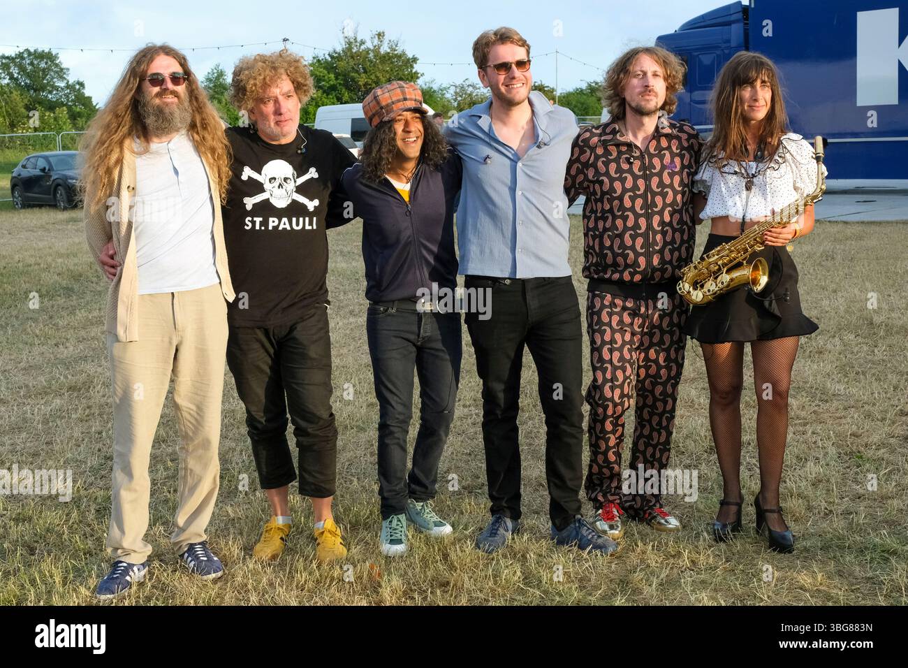 The Zutons backstage at Wychwood Festival, Cheltenham, UK. June 1, 2025 ...