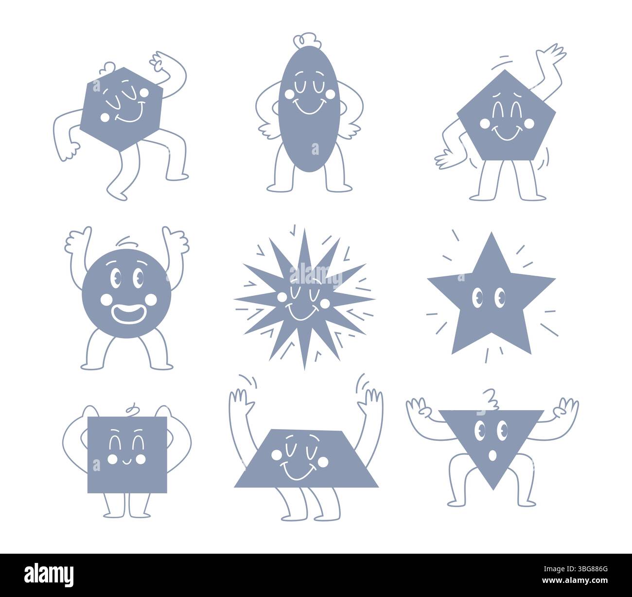 Geometrical figures. funny abstract characters in geometrical shapes ...