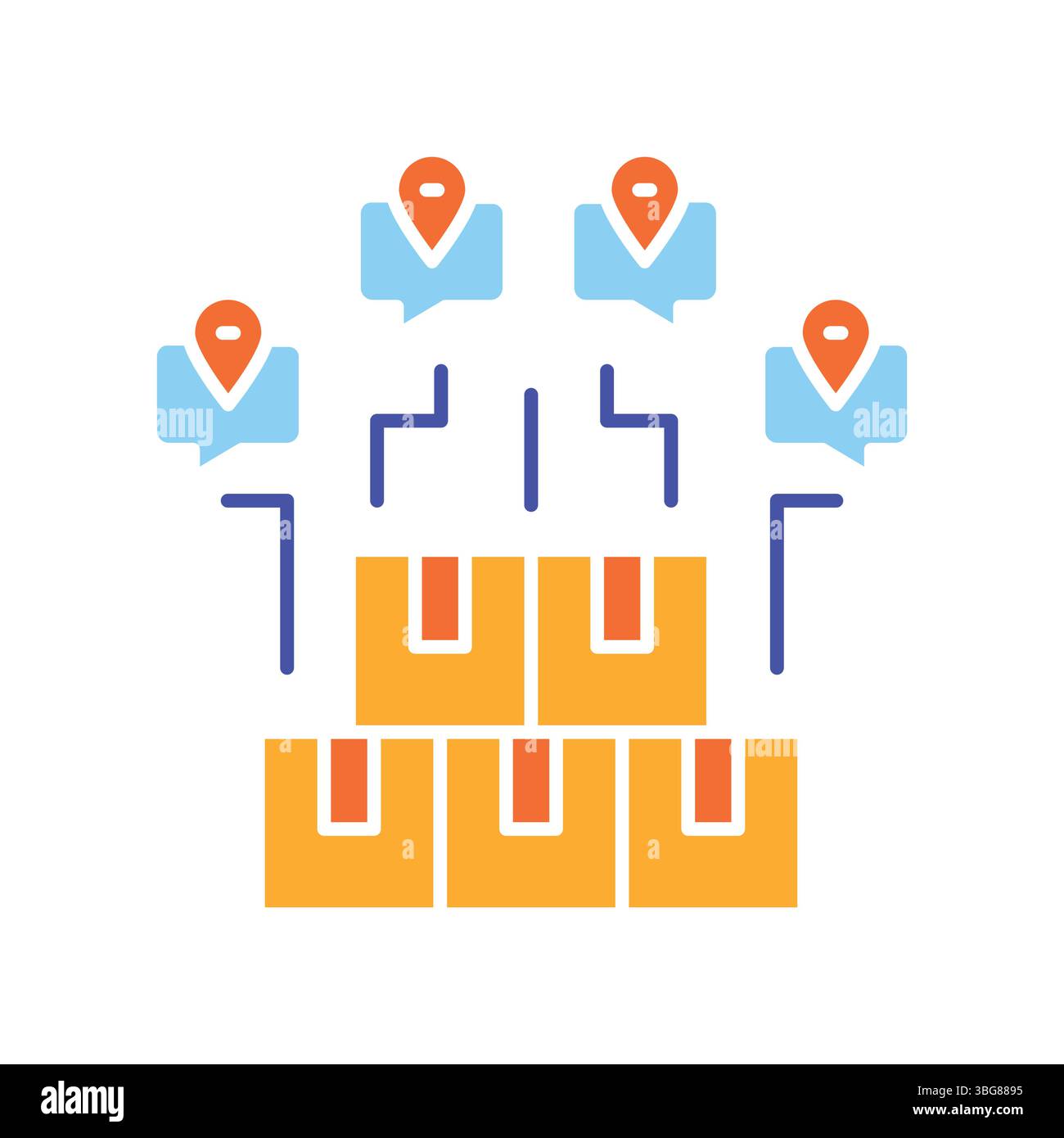 route optimization for delivery services color flat icon for digital ...