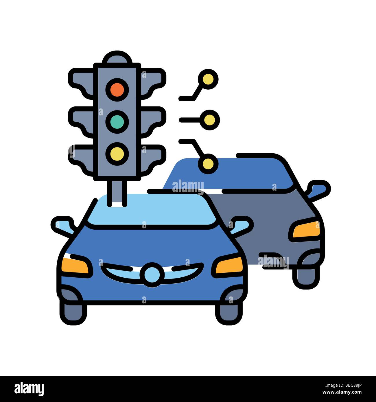 automated traffic control color line icon for digital and print ...