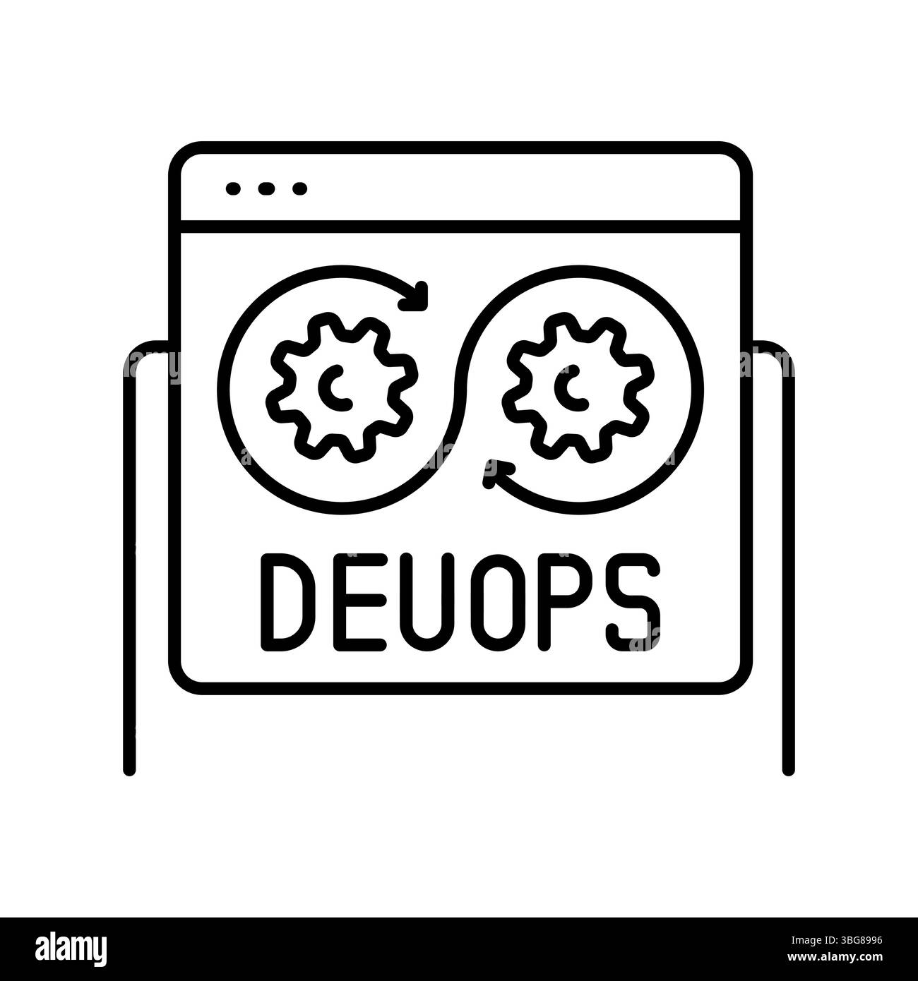 DevOps automation black line icon for digital and print projects. Minimal clean icons for apps ...