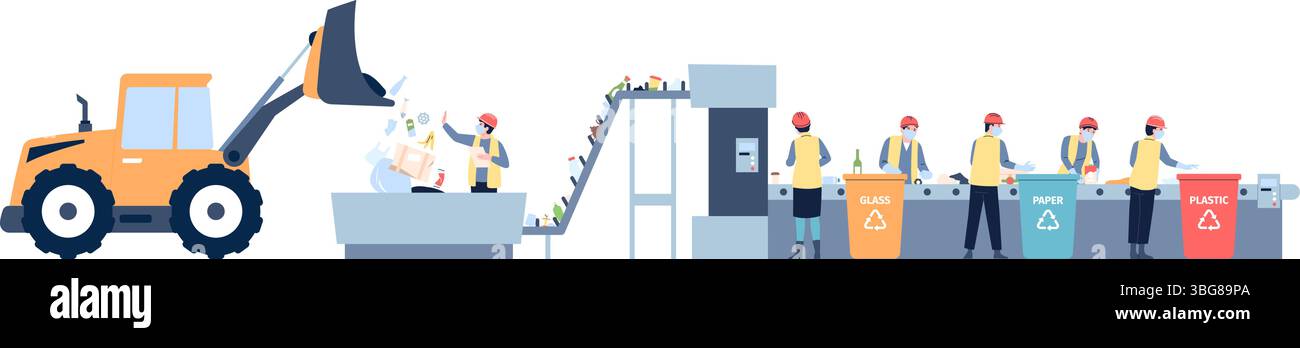 Rubbish on conveyor belt Stock Vector Images - Alamy