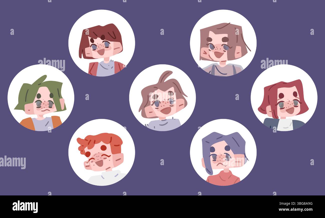 Set expression avatar flat Stock Vector Images - Alamy