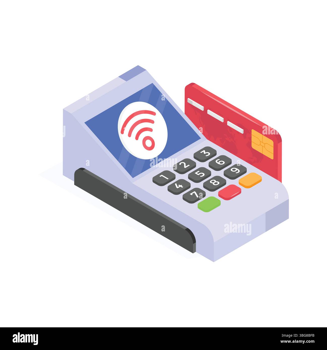 Isometric illustration of a modern, wireless point of sale, POS ...