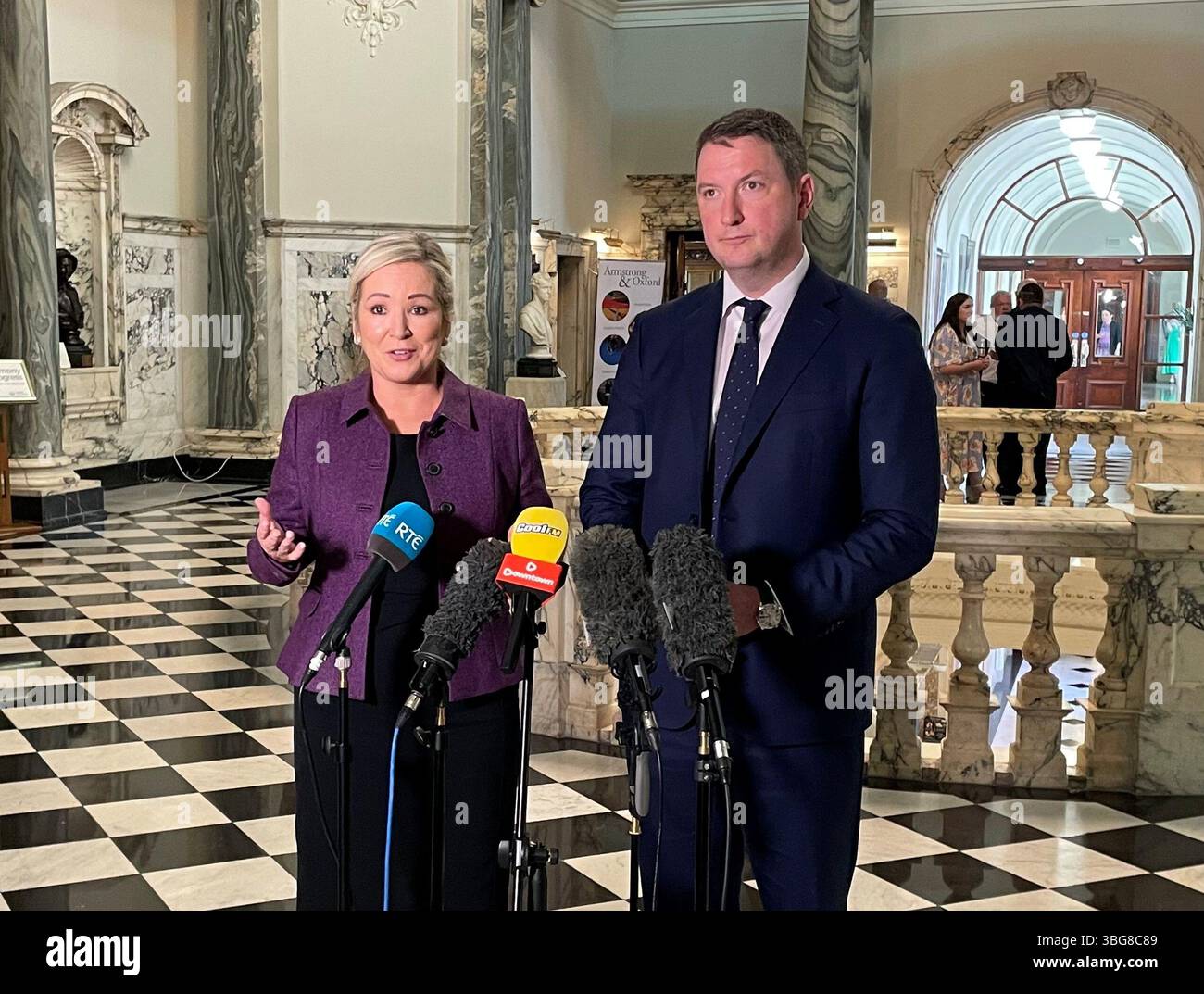 Northern Ireland's First Minister Michelle O'Neill and Sinn Fein MP ...