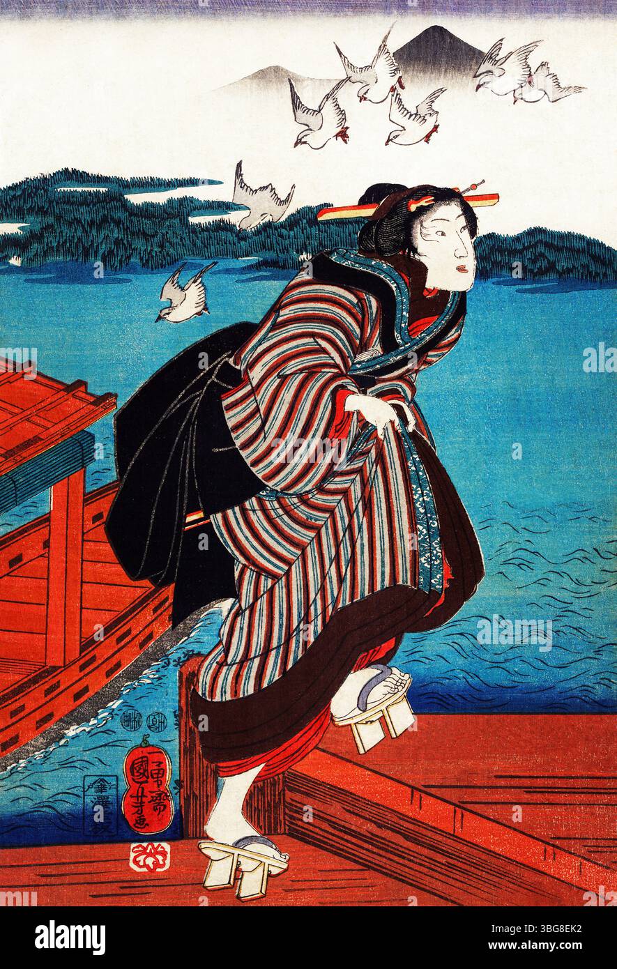 Sanbashi no Onna (Young Woman at the Pier) by Utagawa Kuniyoshi | Edo ...