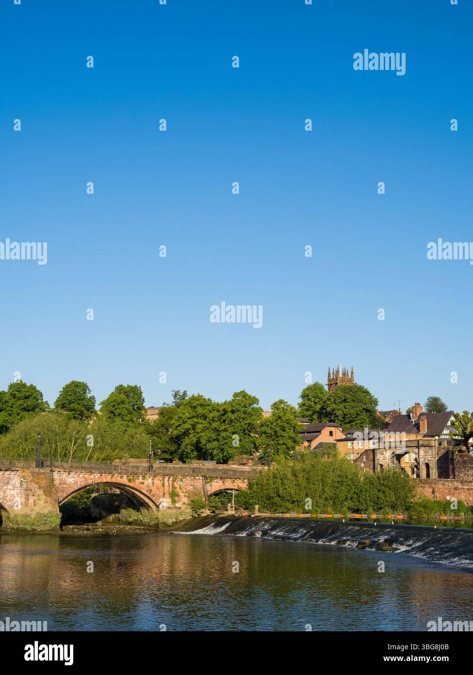 Old Dee Bridge, and Chester Weir, in the Back, Chester Cathedral ...