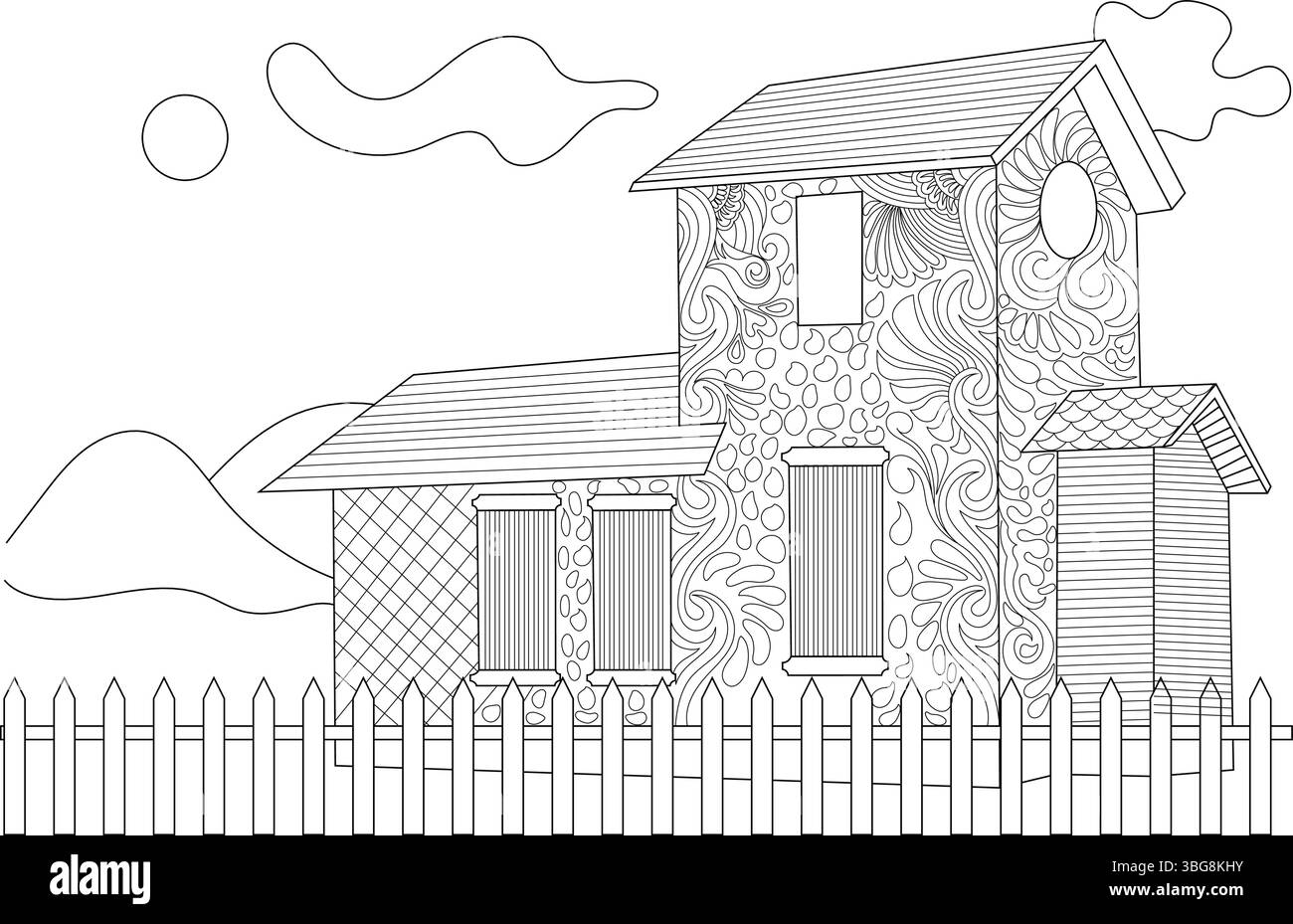 Hill village patterns Cut Out Stock Images & Pictures - Alamy