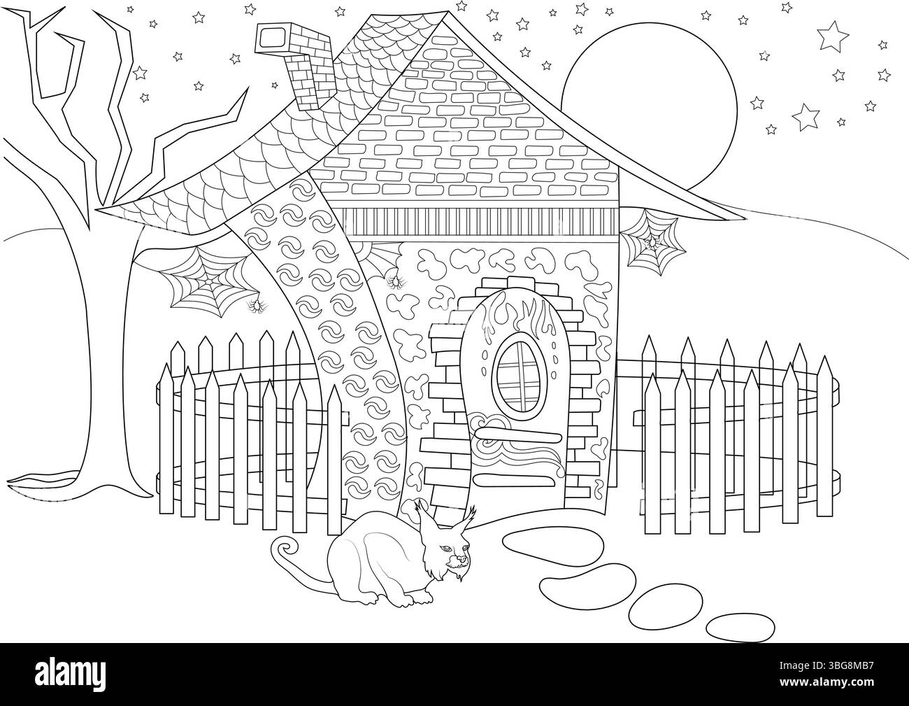 Spooky house coloring page for kids hi-res stock photography and images ...