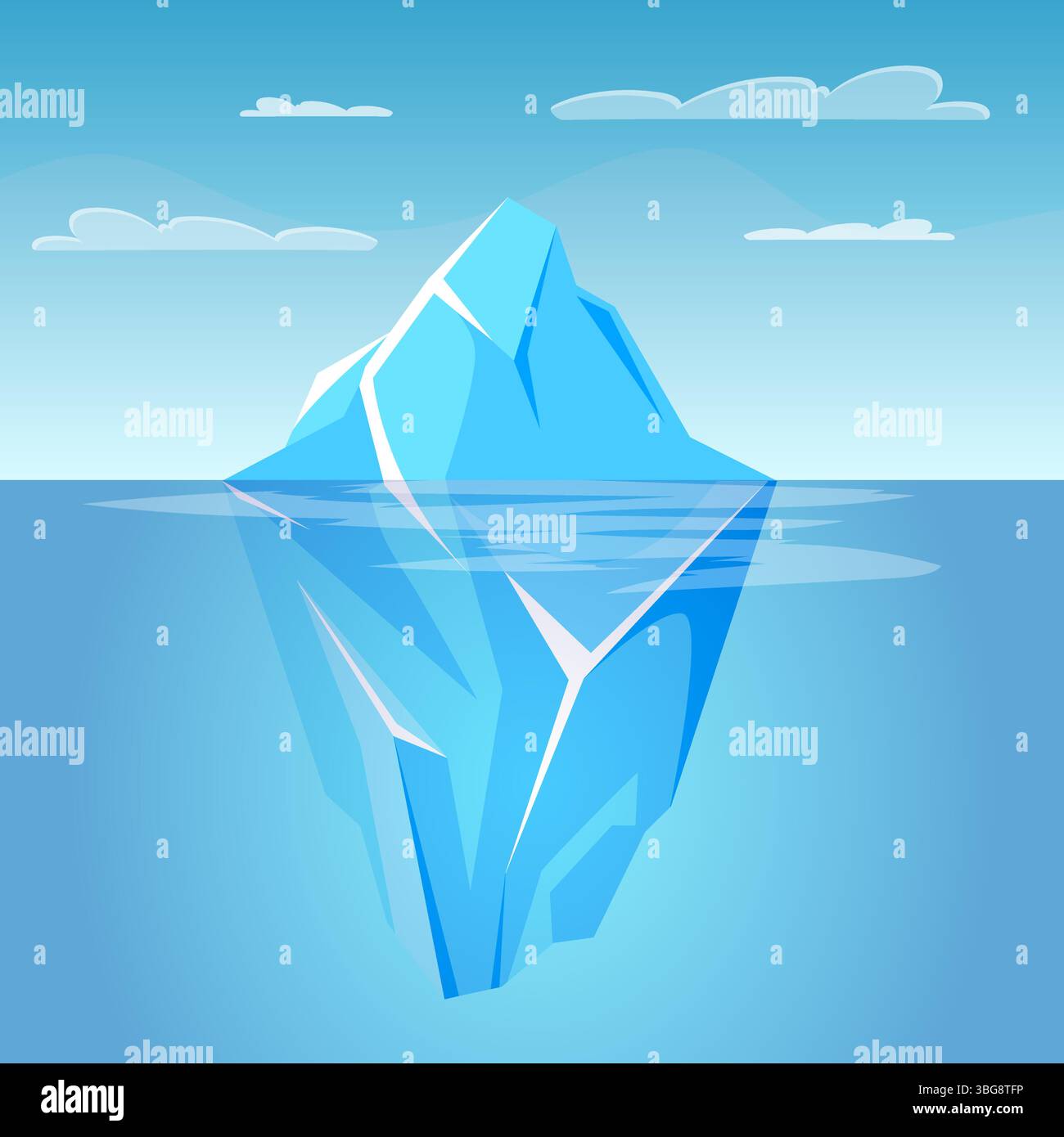 Underwater iceberg. Ice berg floating in sea water, glacier tip and ...