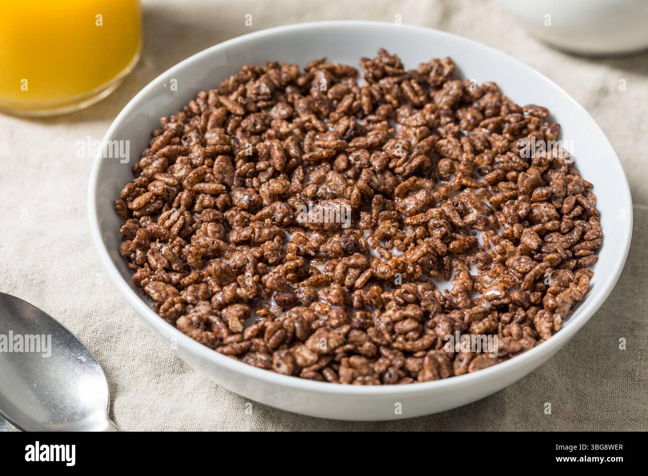 Sweet Dark Chocolate Breakfast Cereal with Whole Milk Stock Photo - Alamy