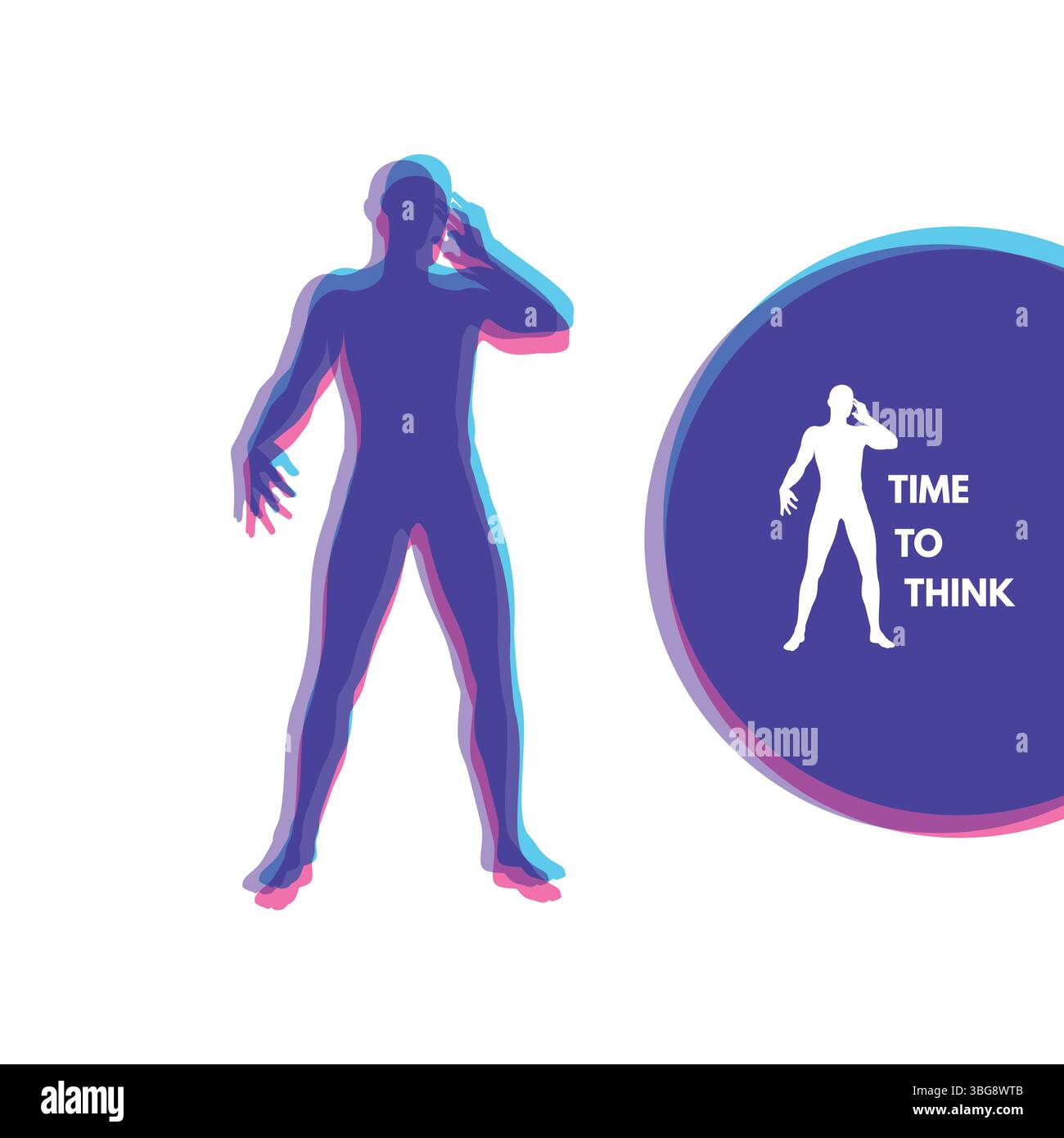 Thinking man. Silhouette of a standing man. Idea concept vector ...