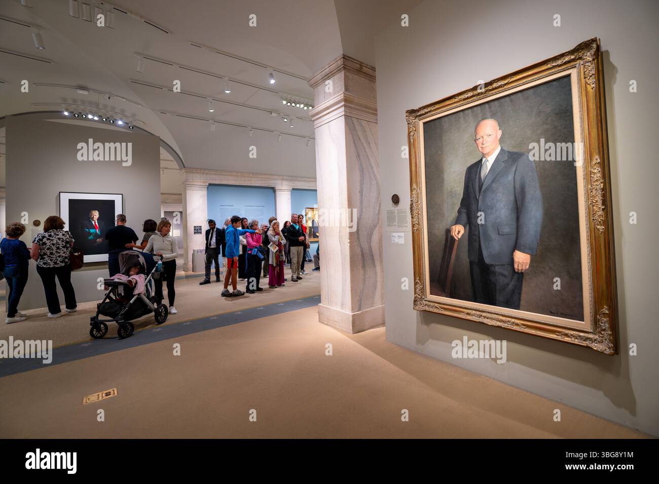 WASHINGTON, DC — A display featuring portraits of U.S. Presidents ...