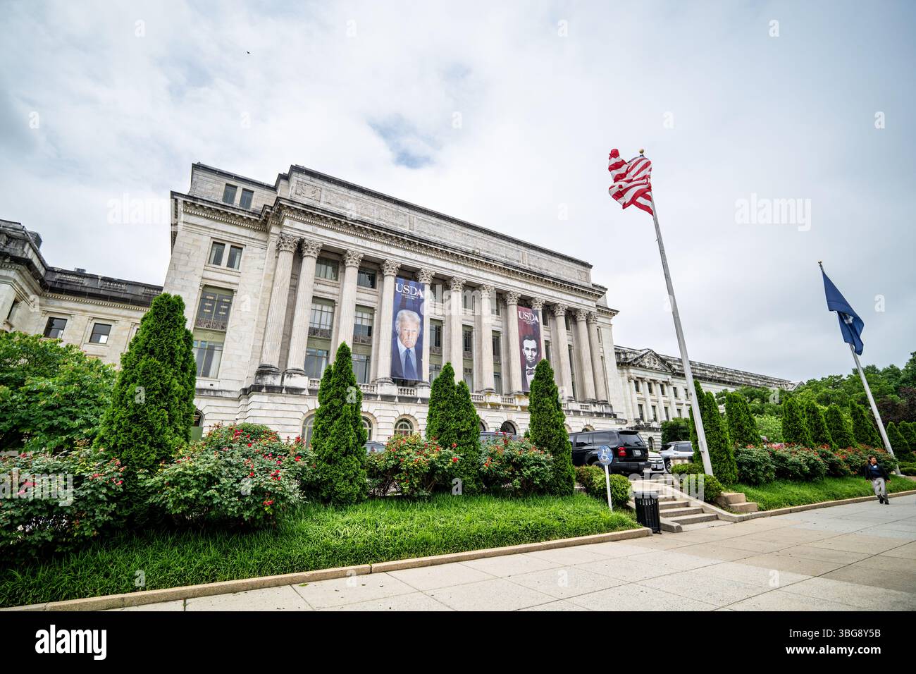 The Department of Agriculture building on the National Mall, with large ...