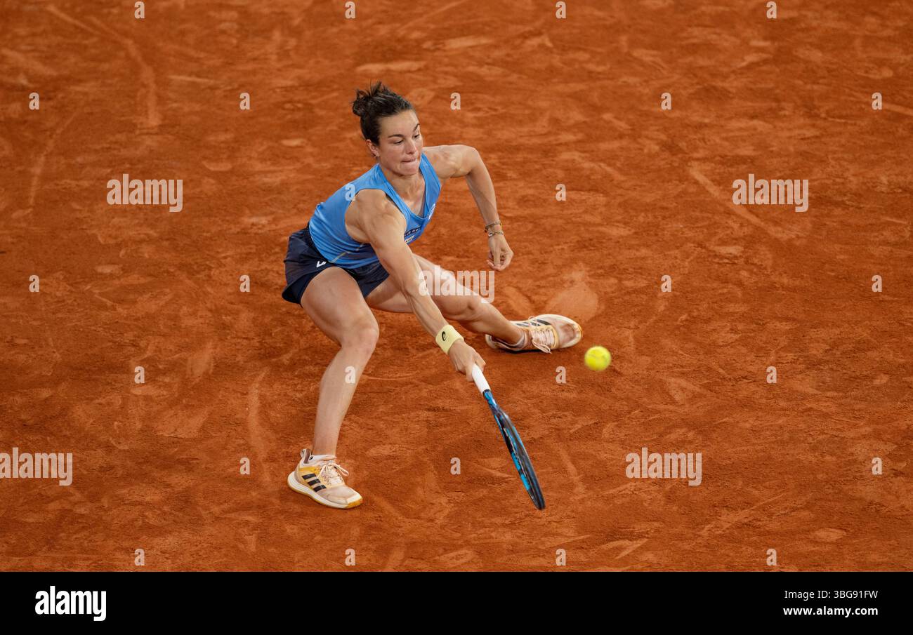 Lois Boisson in action during her women’s singles quarter final match against Mirra Andreeva on ...