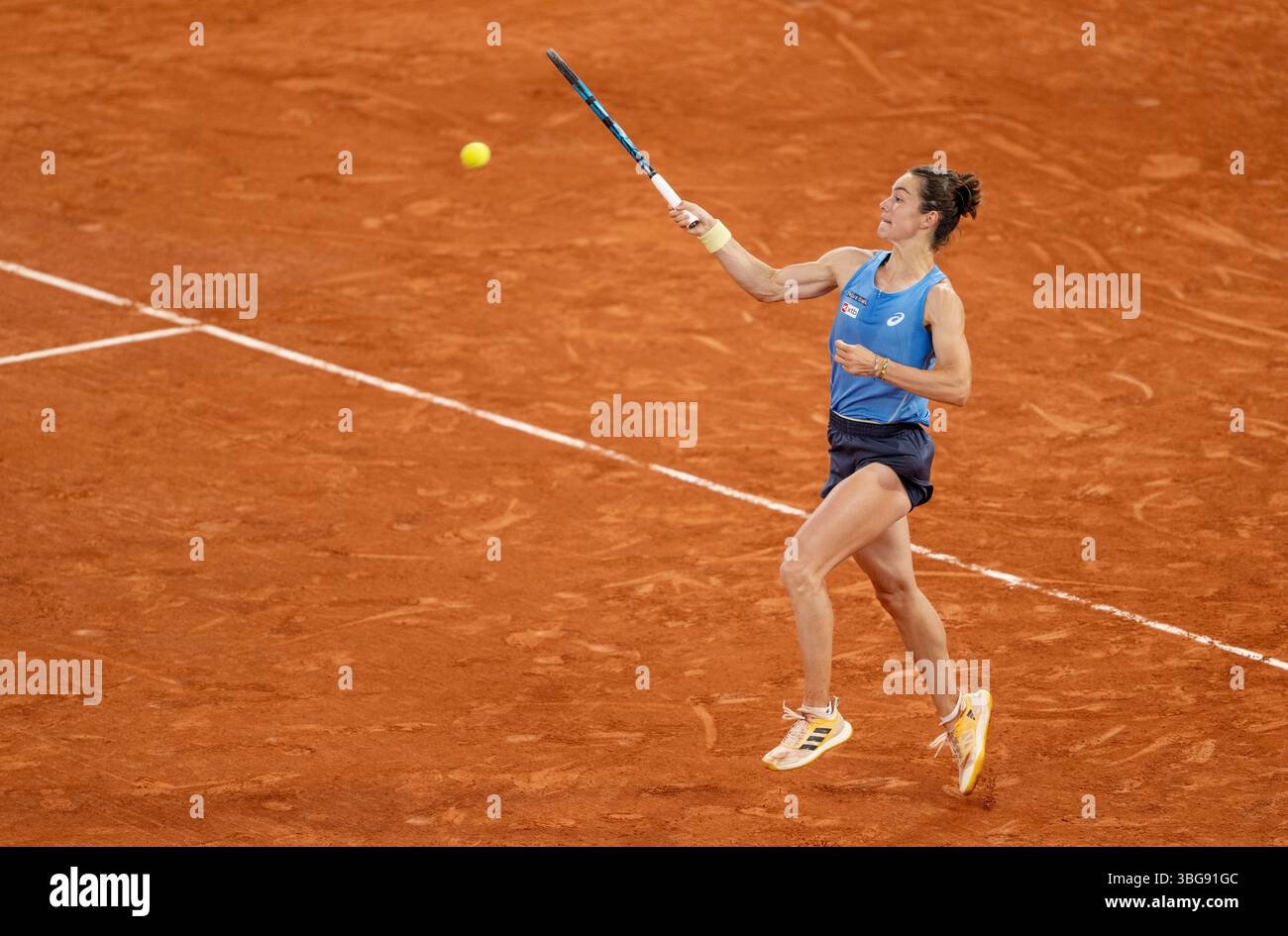 Lois Boisson in action during her women’s singles quarter final match against Mirra Andreeva on ...