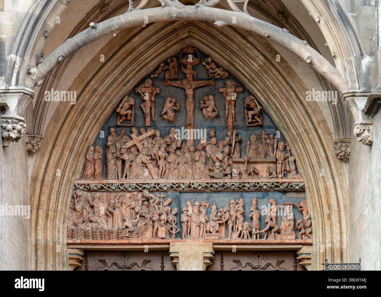 Historic relief seen in Ulm, a city in a state named Baden-Wuerttemberg ...