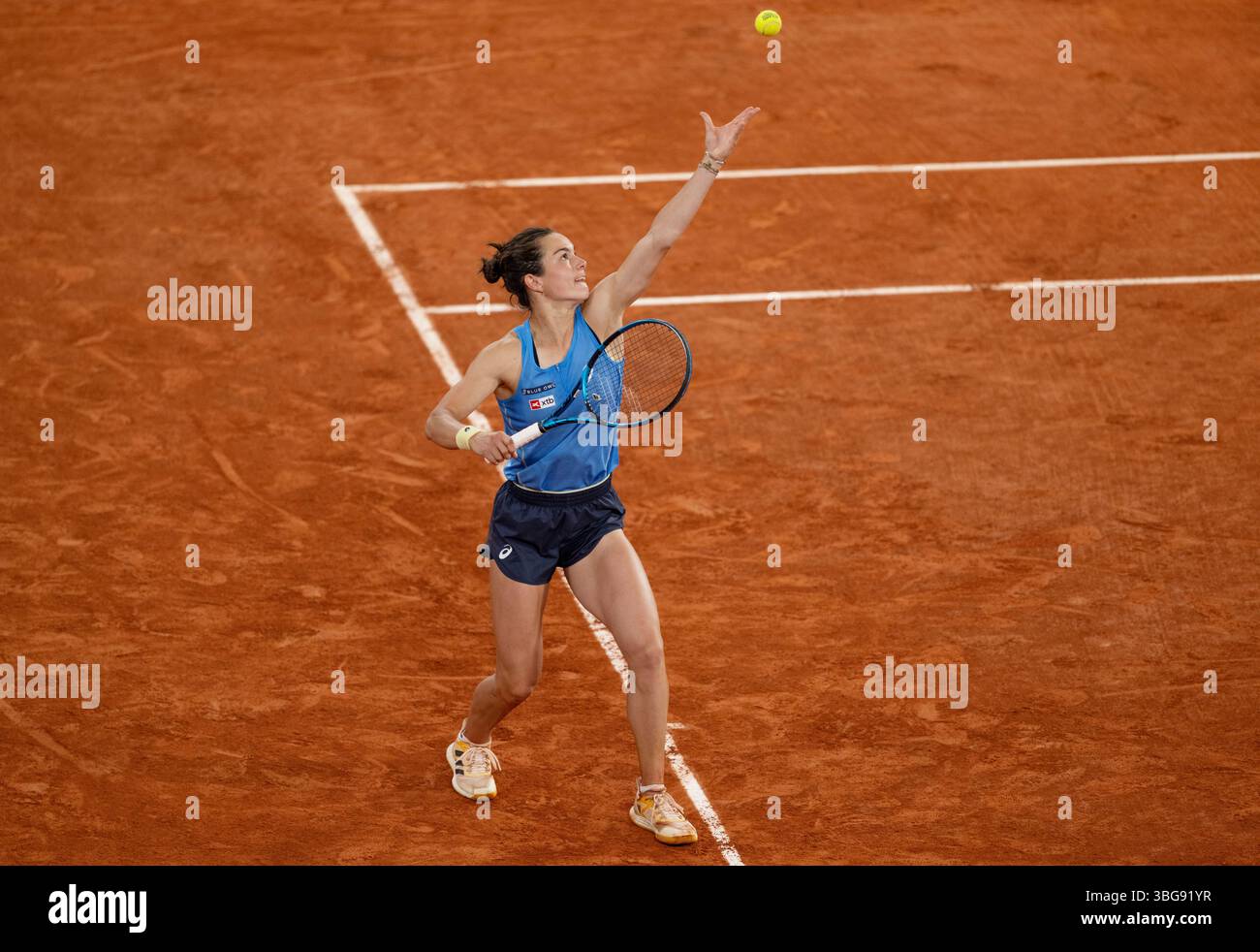 Lois Boisson in action during her women’s singles quarter final match against Mirra Andreeva on ...
