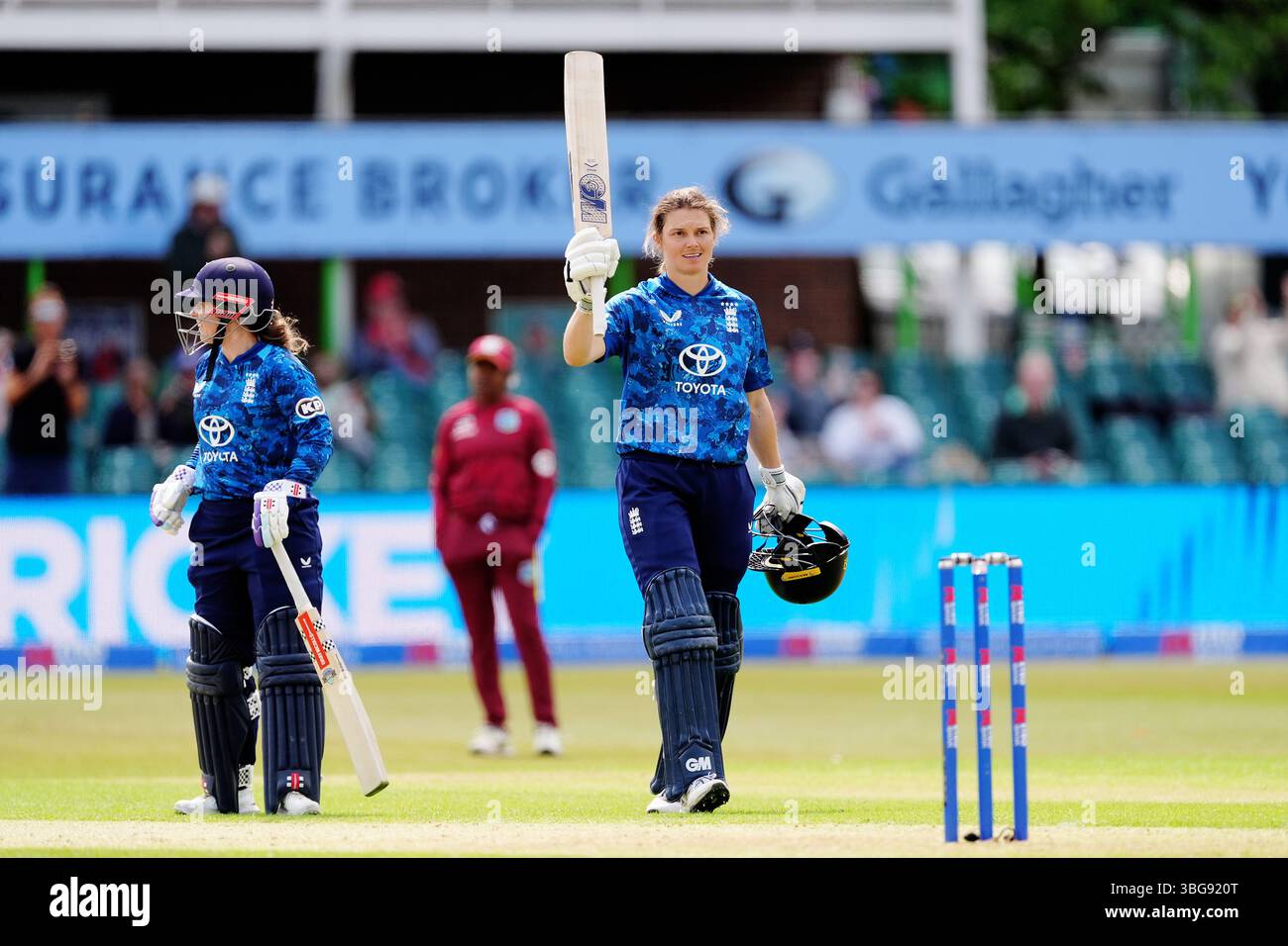 England's Amy Jones celebrates hitting a century during the second One ...