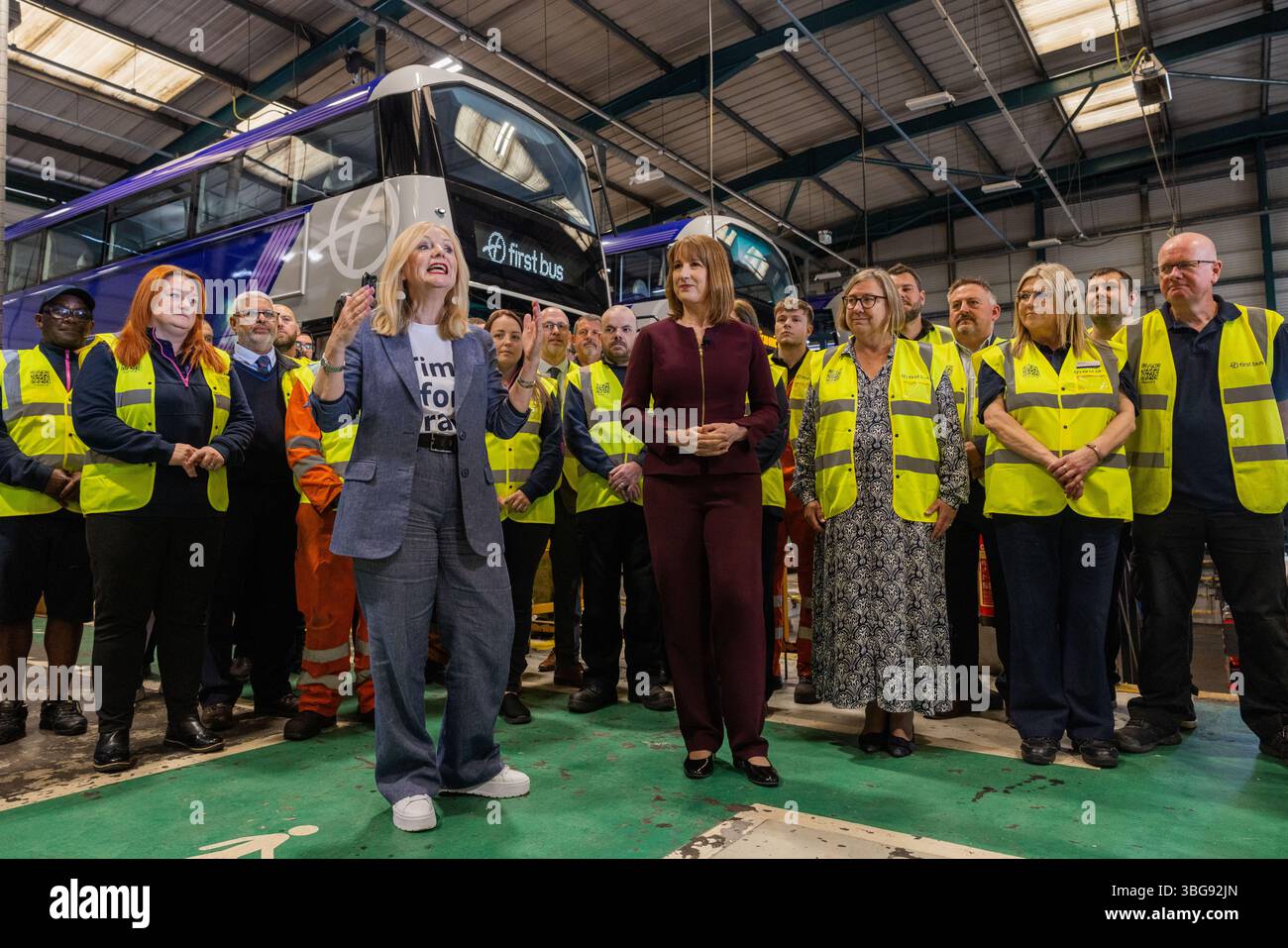 Huddersfield, UK. 04 JUN, 2025. Rachel Reeves and Tracy Brabin give ...
